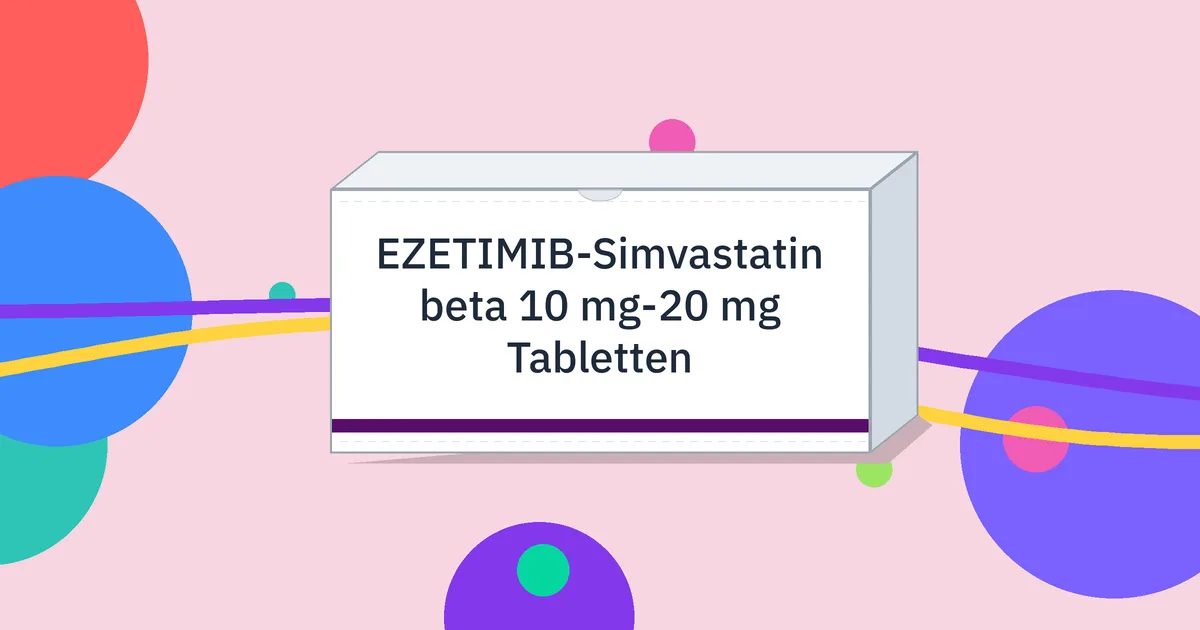 Symbolbild: Packung mit der Aufschrift EZETIMIB-Simvastatin beta 10 mg-20 mg Tabletten (PZN 14253093) – Verfügbarkeit und Bezug in Apotheken in Frankfurt am Main