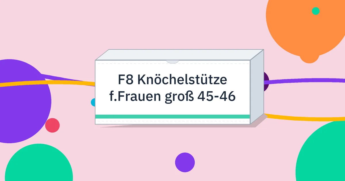 Symbolbild: Packung mit der Aufschrift F8 Knöchelstütze f.Frauen groß 45-46 (PZN 04496334) – Verfügbarkeit und Bezug in Apotheken in Frankfurt am Main