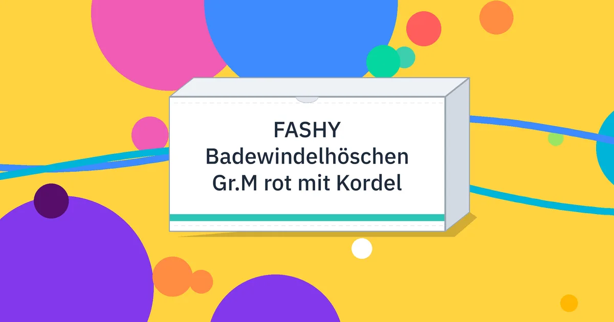 Symbolbild: Packung mit der Aufschrift FASHY Badewindelhöschen Gr.M rot mit Kordel (PZN 01497787) – Verfügbarkeit und Bezug in Apotheken in Frankfurt am Main