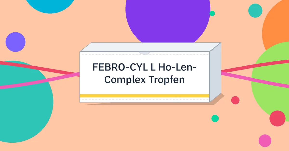 Symbolbild: Packung mit der Aufschrift FEBRO-CYL L Ho-Len-Complex Tropfen (PZN 03395105) – Verfügbarkeit und Bezug in Apotheken in Frankfurt am Main