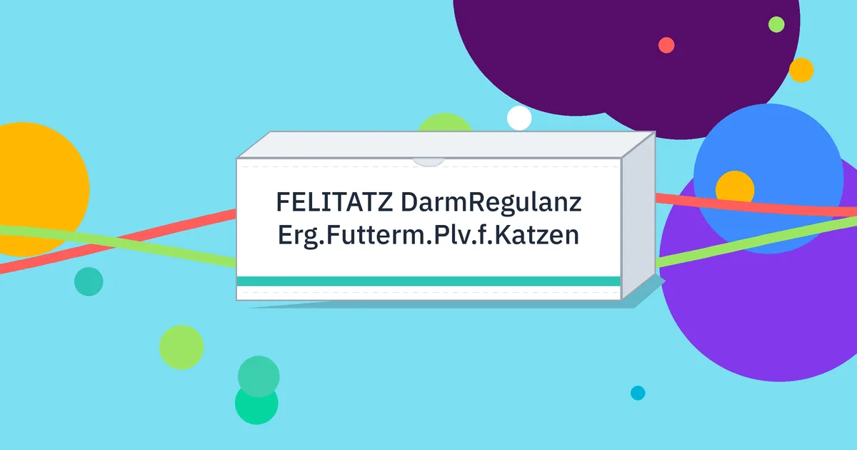Symbolbild: Packung mit der Aufschrift FELITATZ DarmRegulanz Erg.Futterm.Plv.f.Katzen (PZN 13981353) – Verfügbarkeit und Bezug in Apotheken in Frankfurt am Main
