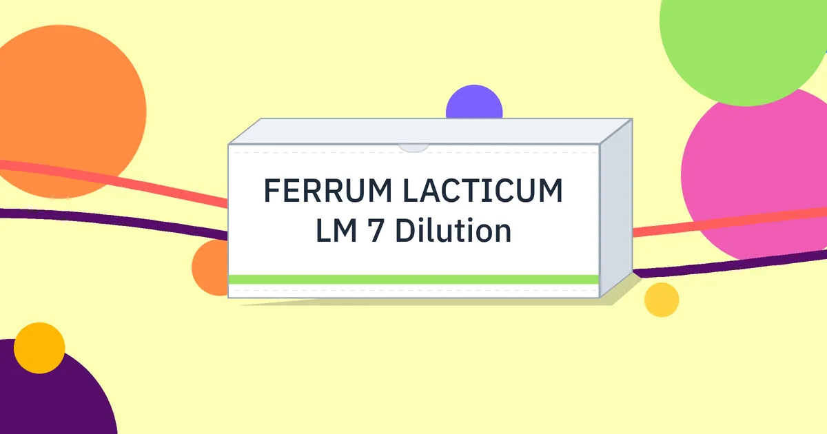Symbolbild: Packung mit der Aufschrift FERRUM LACTICUM LM 7 Dilution (PZN 12849315) – Verfügbarkeit und Bezug in Apotheken in Frankfurt am Main