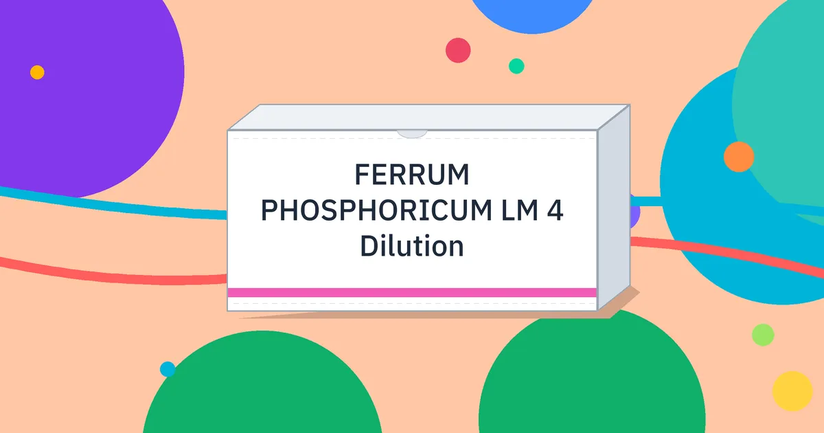 Symbolbild: Packung mit der Aufschrift FERRUM PHOSPHORICUM LM 4 Dilution (PZN 12852027) – Verfügbarkeit und Bezug in Apotheken in Frankfurt am Main