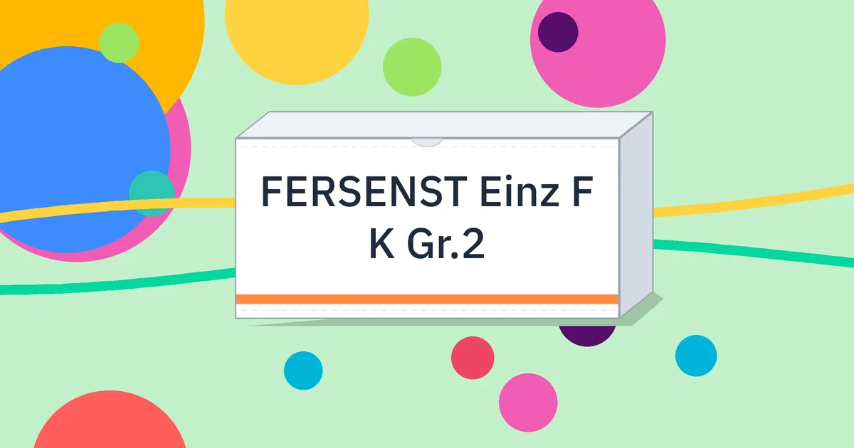 Symbolbild: Packung mit der Aufschrift FERSENST Einz F K Gr.2 (PZN 01738357) – Verfügbarkeit und Bezug in Apotheken in Frankfurt am Main
