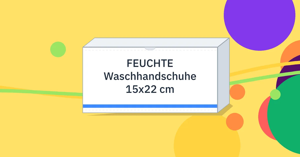 Symbolbild: Packung mit der Aufschrift FEUCHTE Waschhandschuhe 15x22 cm (PZN 18386951) – Verfügbarkeit und Bezug in Apotheken in Frankfurt am Main
