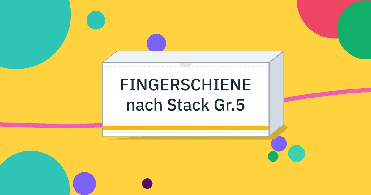 Symbolbild: Packung mit der Aufschrift FINGERSCHIENE nach Stack Gr.5 (PZN 02693059) – Verfügbarkeit und Bezug in Apotheken in Frankfurt am Main