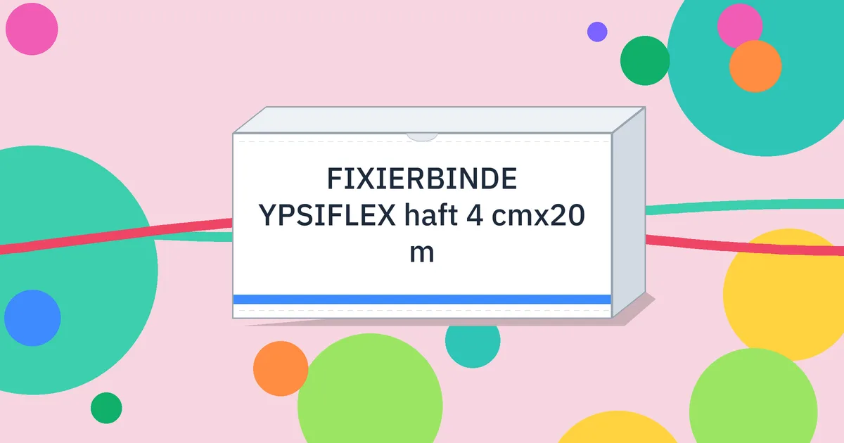 Symbolbild: Packung mit der Aufschrift FIXIERBINDE YPSIFLEX haft 4 cmx20 m (PZN 02075551) – Verfügbarkeit und Bezug in Apotheken in Frankfurt am Main