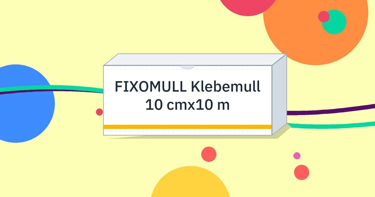 Symbolbild: Packung mit der Aufschrift FIXOMULL Klebemull 10 cmx10 m (PZN 18297101) – Verfügbarkeit und Bezug in Apotheken in Frankfurt am Main