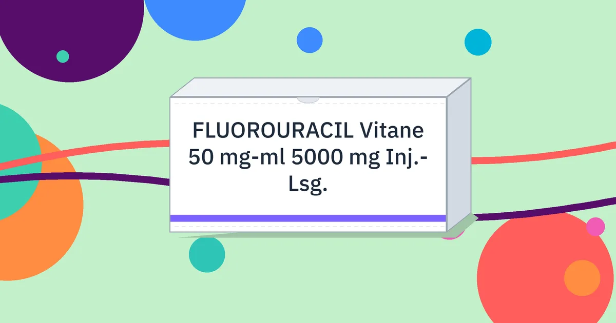 Symbolbild: Packung mit der Aufschrift FLUOROURACIL Vitane 50 mg-ml 5000 mg Inj.-Lsg. (PZN 11289044) – Verfügbarkeit und Bezug in Apotheken in Frankfurt am Main