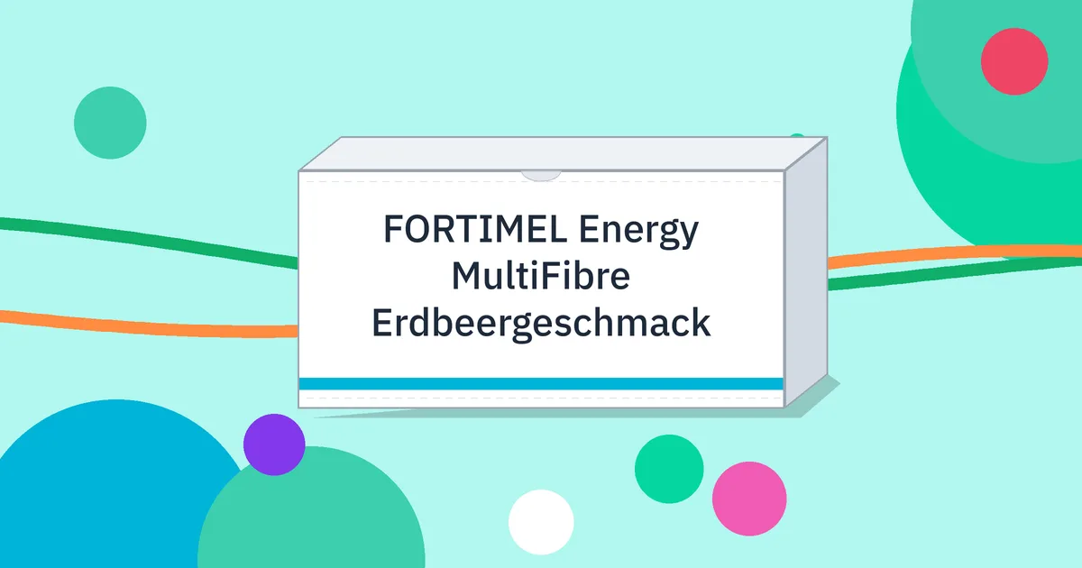 Symbolbild: Packung mit der Aufschrift FORTIMEL Energy MultiFibre Erdbeergeschmack (PZN 01272930) – Verfügbarkeit und Bezug in Apotheken in Frankfurt am Main