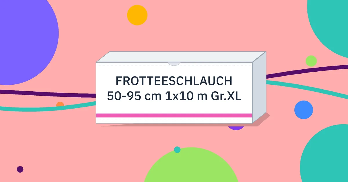 Symbolbild: Packung mit der Aufschrift FROTTEESCHLAUCH 50-95 cm 1x10 m Gr.XL (PZN 10288232) – Verfügbarkeit und Bezug in Apotheken in Frankfurt am Main