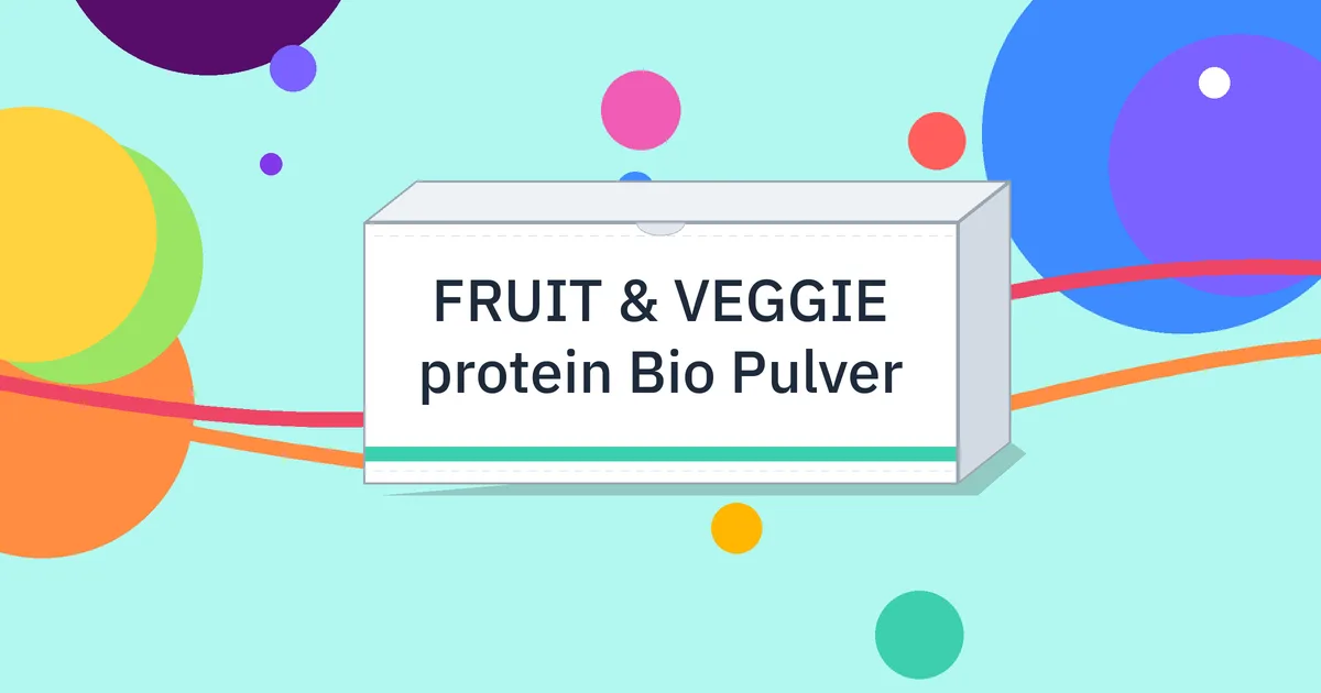 Symbolbild: Packung mit der Aufschrift FRUIT & VEGGIE protein Bio Pulver (PZN 18412080) – Verfügbarkeit und Bezug in Apotheken in Frankfurt am Main