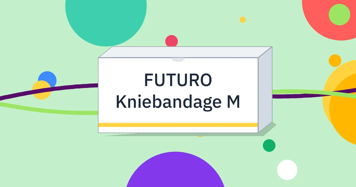 Symbolbild: Packung mit der Aufschrift FUTURO Kniebandage M (PZN 07632080) – Verfügbarkeit und Bezug in Apotheken in Frankfurt am Main
