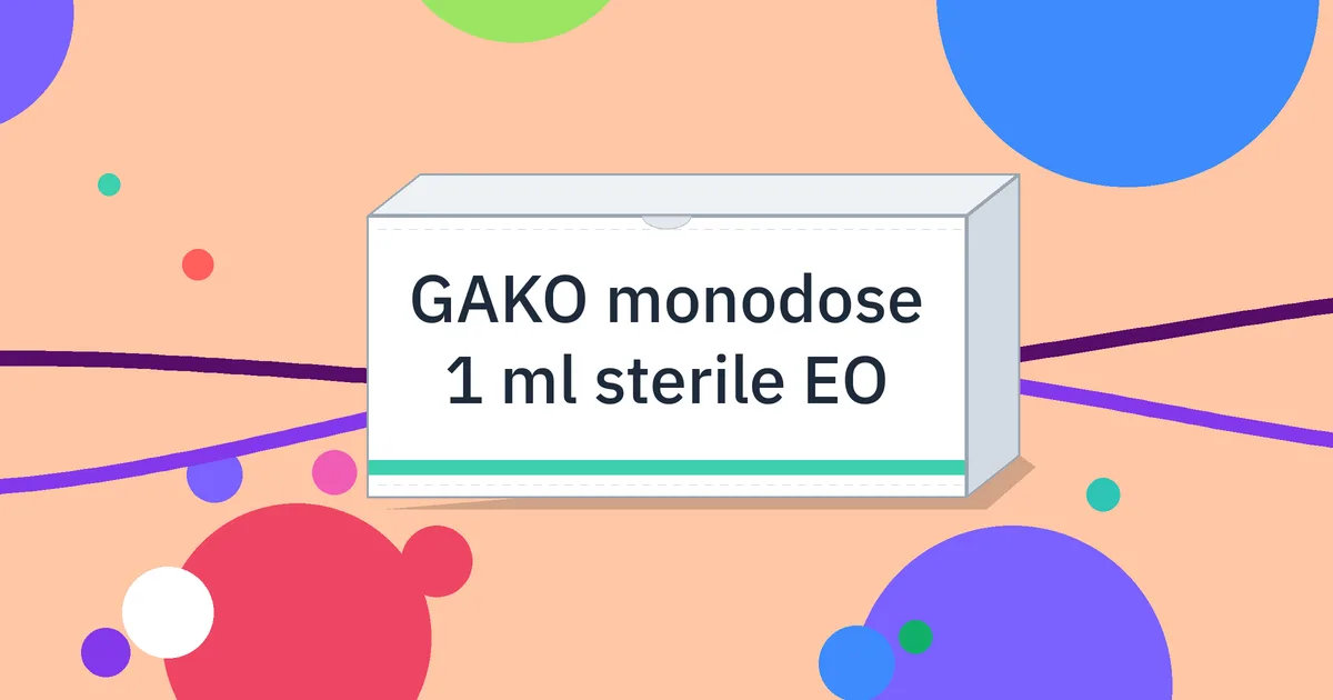 Symbolbild: Packung mit der Aufschrift GAKO monodose 1 ml sterile EO (PZN 18424516) – Verfügbarkeit und Bezug in Apotheken in Frankfurt am Main