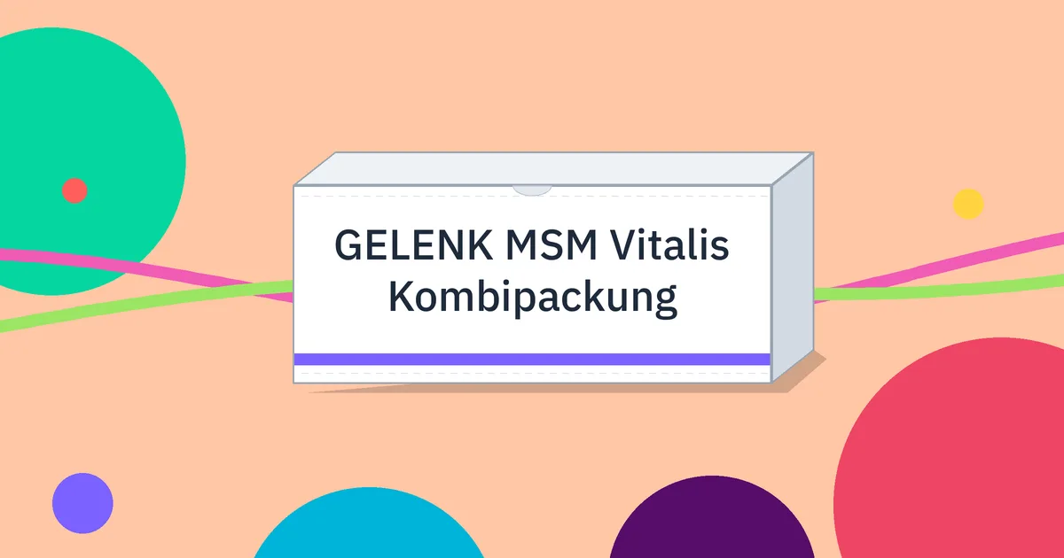 Symbolbild: Packung mit der Aufschrift GELENK MSM Vitalis Kombipackung (PZN 20018640) – Verfügbarkeit und Bezug in Apotheken in Frankfurt am Main
