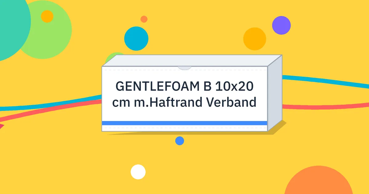 Symbolbild: Packung mit der Aufschrift GENTLEFOAM B 10x20 cm m.Haftrand Verband (PZN 19721073) – Verfügbarkeit und Bezug in Apotheken in Frankfurt am Main