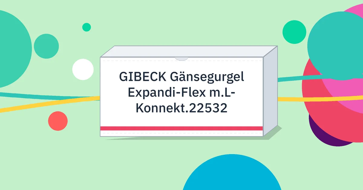 Symbolbild: Packung mit der Aufschrift GIBECK Gänsegurgel Expandi-Flex m.L-Konnekt.22532 (PZN 05032677) – Verfügbarkeit und Bezug in Apotheken in Frankfurt am Main