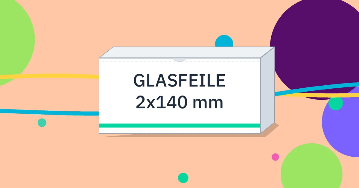 Symbolbild: Packung mit der Aufschrift GLASFEILE 2x140 mm (PZN 12364894) – Verfügbarkeit und Bezug in Apotheken in Frankfurt am Main