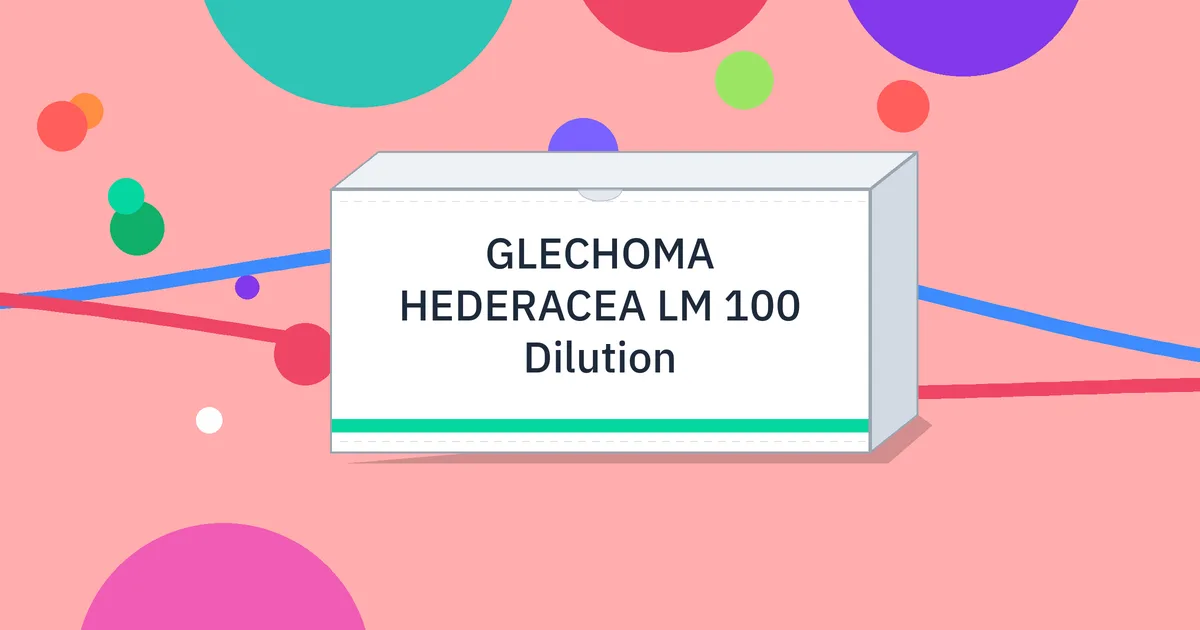 Symbolbild: Packung mit der Aufschrift GLECHOMA HEDERACEA LM 100 Dilution (PZN 13543558) – Verfügbarkeit und Bezug in Apotheken in Frankfurt am Main