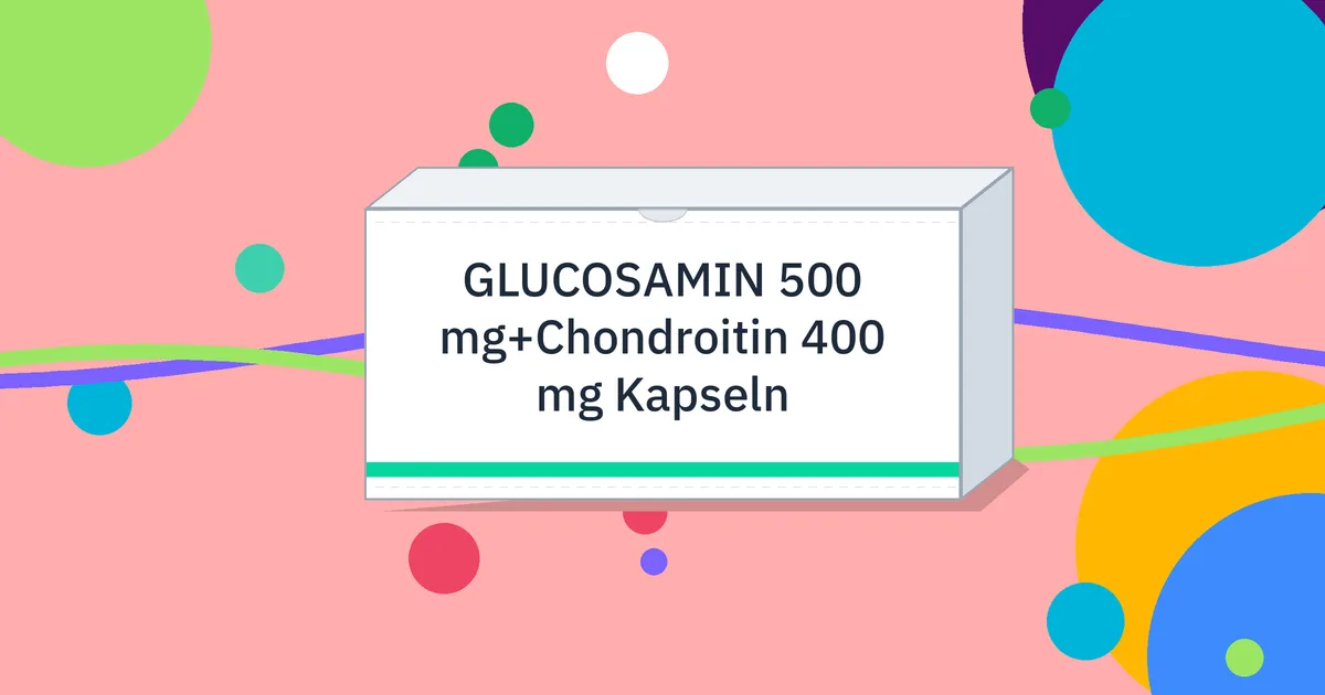 Symbolbild: Packung mit der Aufschrift GLUCOSAMIN 500 mg+Chondroitin 400 mg Kapseln (PZN 04471104) – Verfügbarkeit und Bezug in Apotheken in Frankfurt am Main