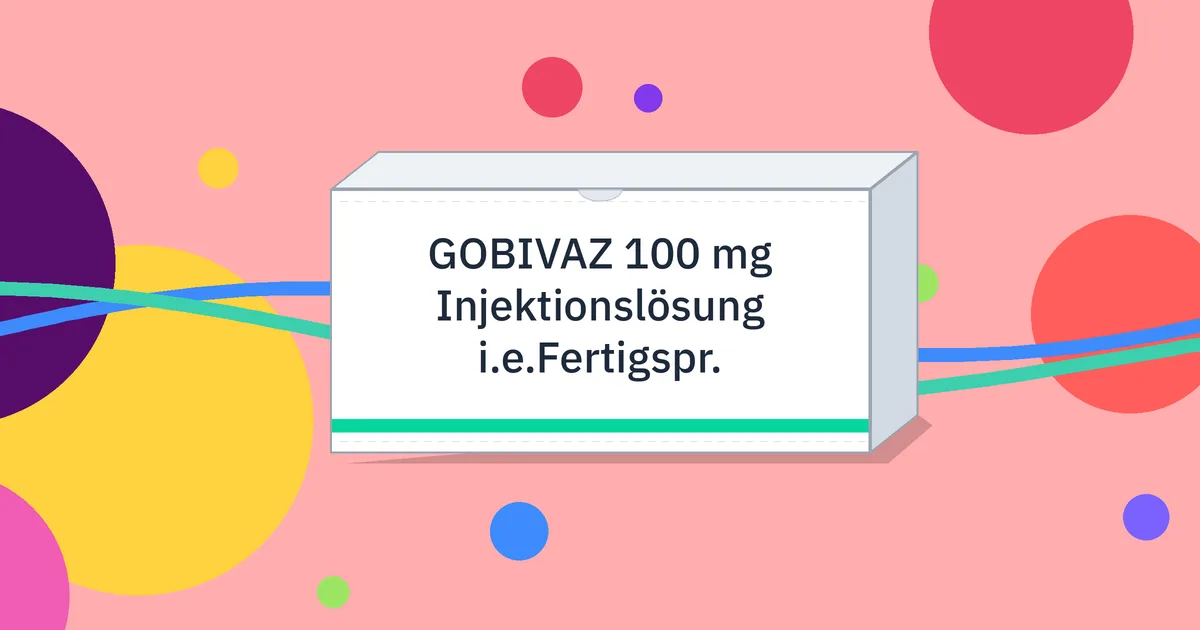 Symbolbild: Packung mit der Aufschrift GOBIVAZ 100 mg Injektionslösung i.e.Fertigspr. (PZN 19965303) – Verfügbarkeit und Bezug in Apotheken in Frankfurt am Main