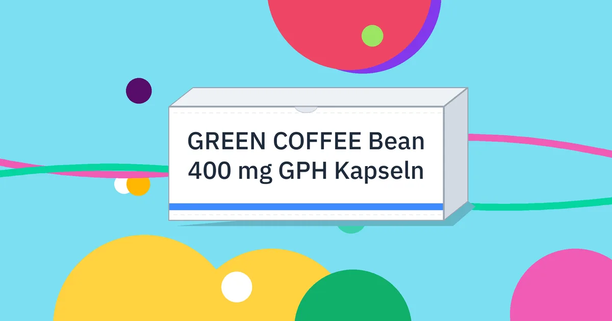 Symbolbild: Packung mit der Aufschrift GREEN COFFEE Bean 400 mg GPH Kapseln (PZN 11176417) – Verfügbarkeit und Bezug in Apotheken in Frankfurt am Main