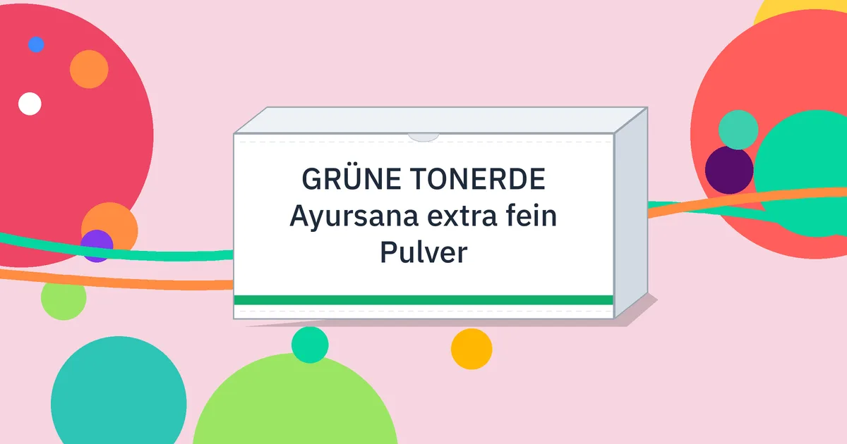 Symbolbild: Packung mit der Aufschrift GRÜNE TONERDE Ayursana extra fein Pulver (PZN 04104096) – Verfügbarkeit und Bezug in Apotheken in Frankfurt am Main