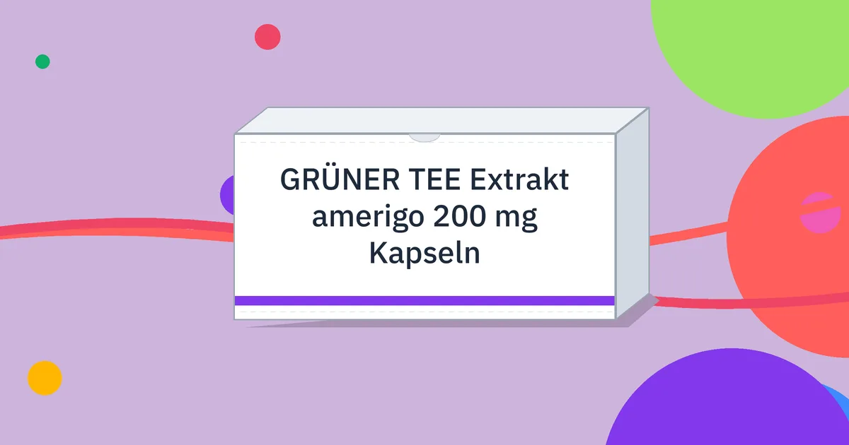 Symbolbild: Packung mit der Aufschrift GRÜNER TEE Extrakt amerigo 200 mg Kapseln (PZN 00080039) – Verfügbarkeit und Bezug in Apotheken in Frankfurt am Main