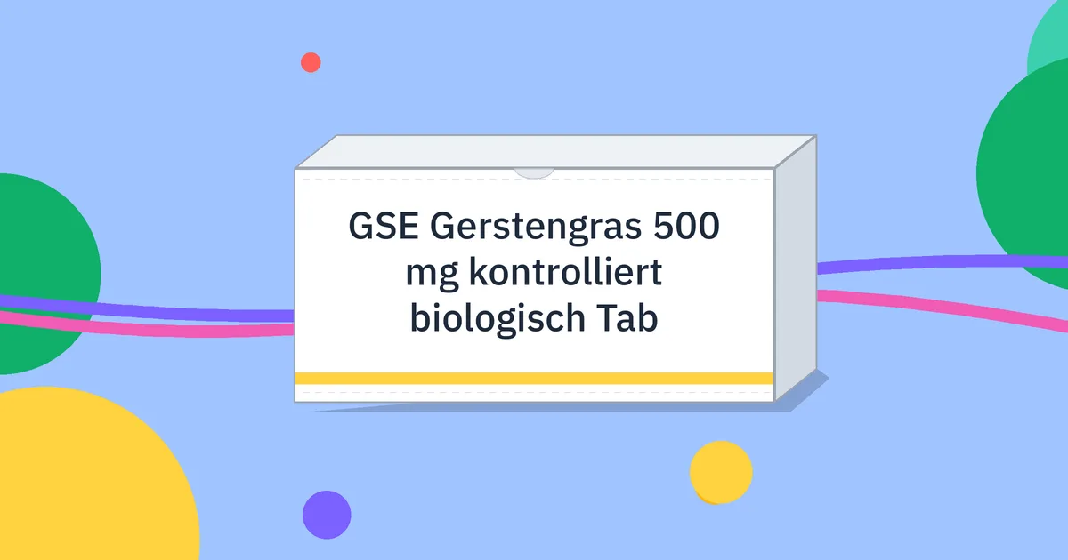 Symbolbild: Packung mit der Aufschrift GSE Gerstengras 500 mg kontrolliert biologisch Tab (PZN 00393034) – Verfügbarkeit und Bezug in Apotheken in Frankfurt am Main
