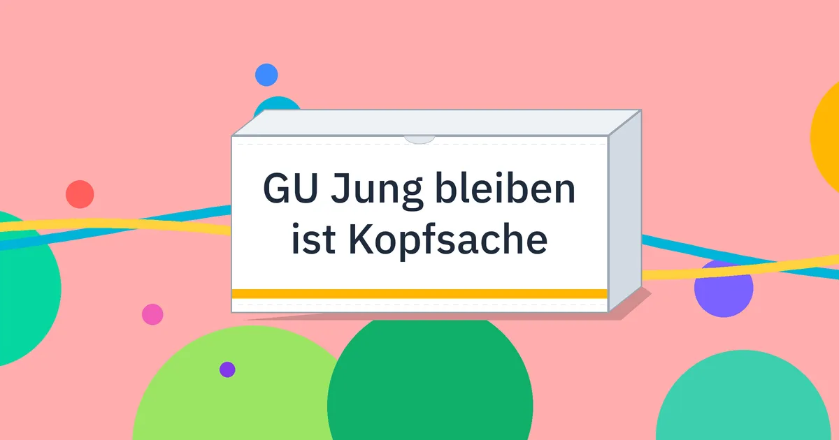 Symbolbild: Packung mit der Aufschrift GU Jung bleiben ist Kopfsache (PZN 17963783) – Verfügbarkeit und Bezug in Apotheken in Frankfurt am Main