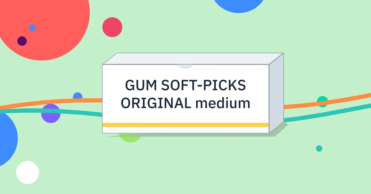 Symbolbild: Packung mit der Aufschrift GUM SOFT-PICKS ORIGINAL medium (PZN 13170494) – Verfügbarkeit und Bezug in Apotheken in Frankfurt am Main