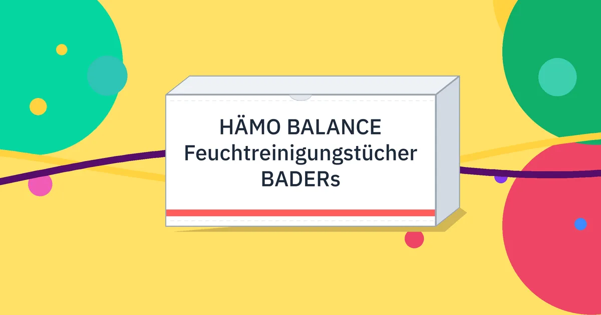 Symbolbild: Packung mit der Aufschrift HÄMO BALANCE Feuchtreinigungstücher BADERs (PZN 10340139) – Verfügbarkeit und Bezug in Apotheken in Frankfurt am Main