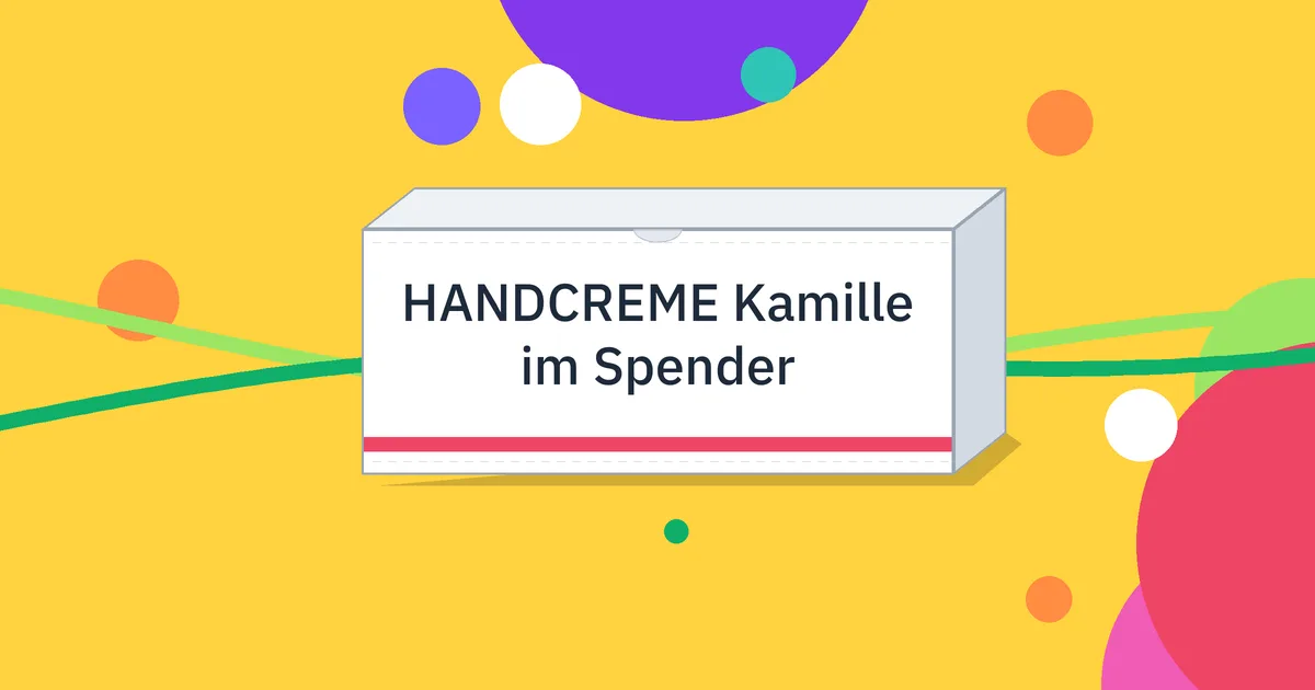 Symbolbild: Packung mit der Aufschrift HANDCREME Kamille im Spender (PZN 15633432) – Verfügbarkeit und Bezug in Apotheken in Frankfurt am Main
