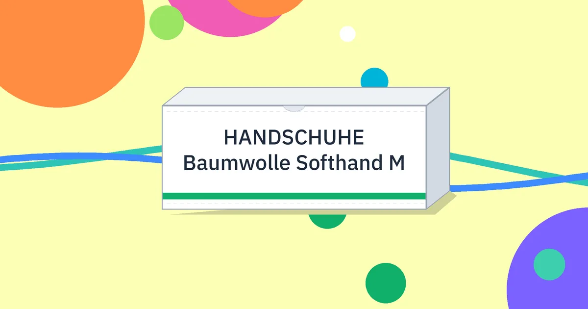 Symbolbild: Packung mit der Aufschrift HANDSCHUHE Baumwolle Softhand M (PZN 13343434) – Verfügbarkeit und Bezug in Apotheken in Frankfurt am Main