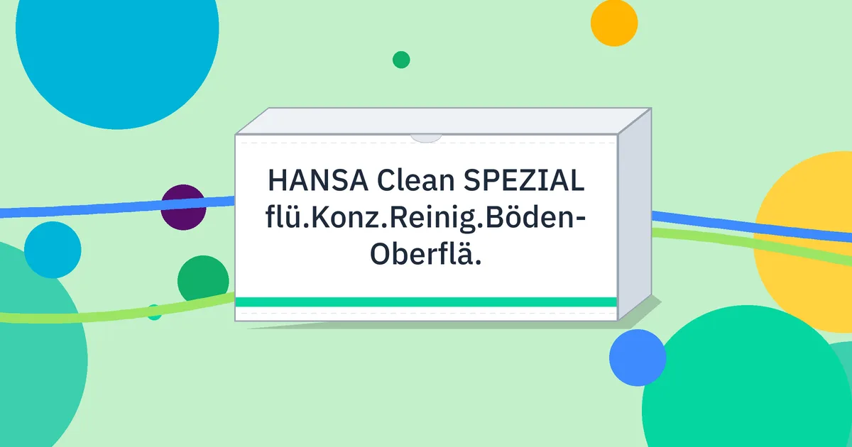 Symbolbild: Packung mit der Aufschrift HANSA Clean SPEZIAL flü.Konz.Reinig.Böden-Oberflä. (PZN 15869057) – Verfügbarkeit und Bezug in Apotheken in Frankfurt am Main