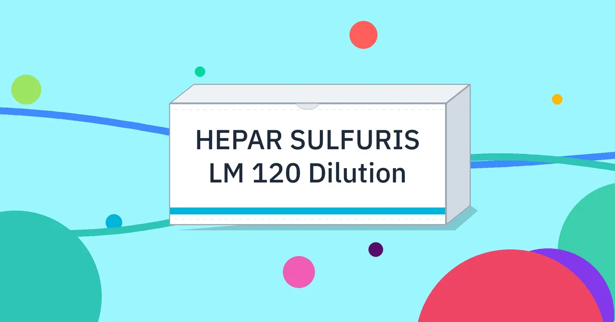 Symbolbild: Packung mit der Aufschrift HEPAR SULFURIS LM 120 Dilution (PZN 12887741) – Verfügbarkeit und Bezug in Apotheken in Frankfurt am Main