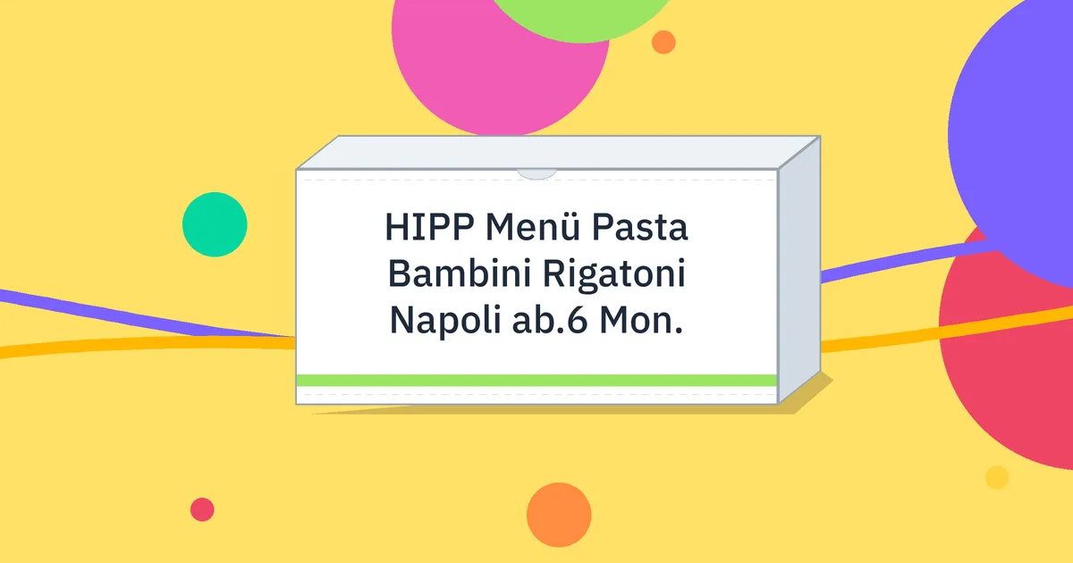 Symbolbild: Packung mit der Aufschrift HIPP Menü Pasta Bambini Rigatoni Napoli ab.6 Mon. (PZN 19291218) – Verfügbarkeit und Bezug in Apotheken in Frankfurt am Main