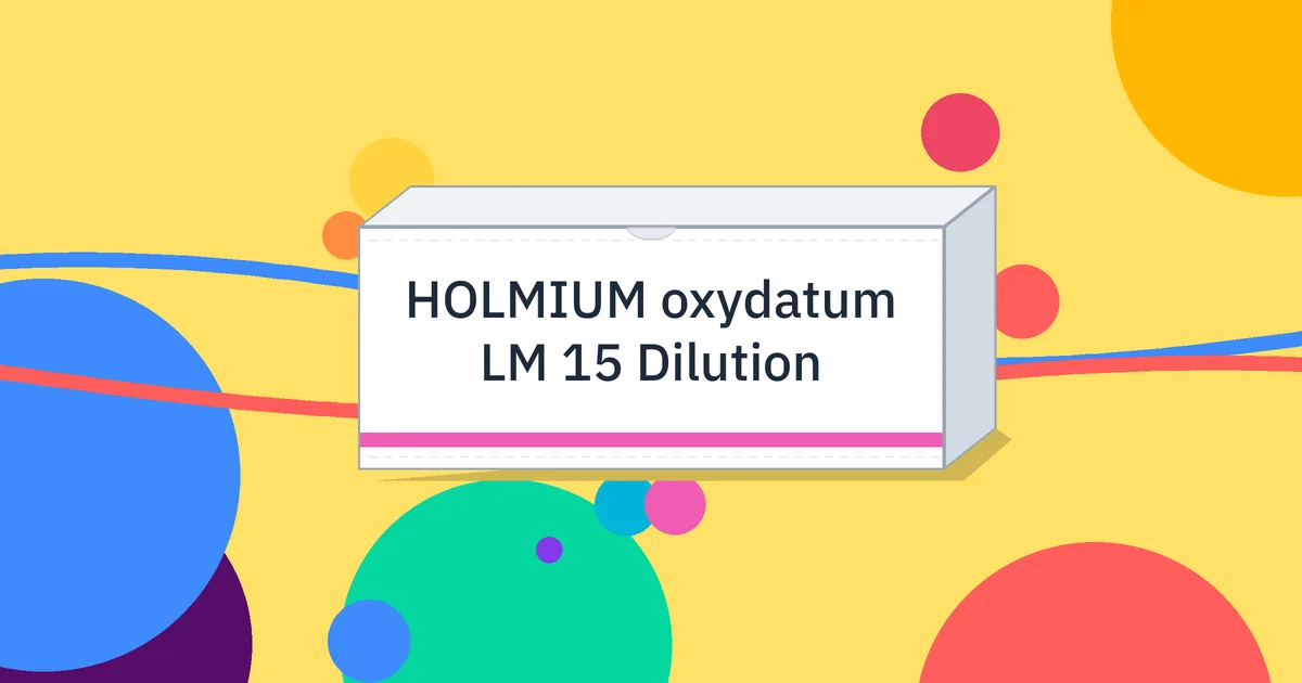 Symbolbild: Packung mit der Aufschrift HOLMIUM oxydatum LM 15 Dilution (PZN 13554912) – Verfügbarkeit und Bezug in Apotheken in Frankfurt am Main