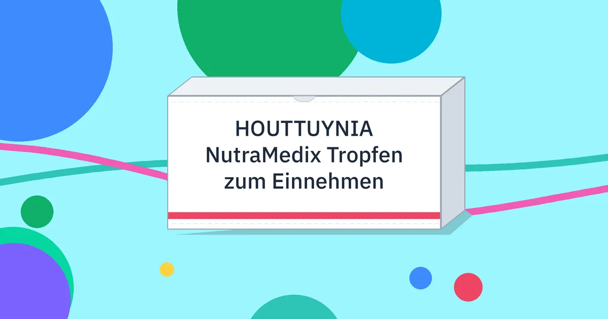 Symbolbild: Packung mit der Aufschrift HOUTTUYNIA NutraMedix Tropfen zum Einnehmen (PZN 18040129) – Verfügbarkeit und Bezug in Apotheken in Frankfurt am Main