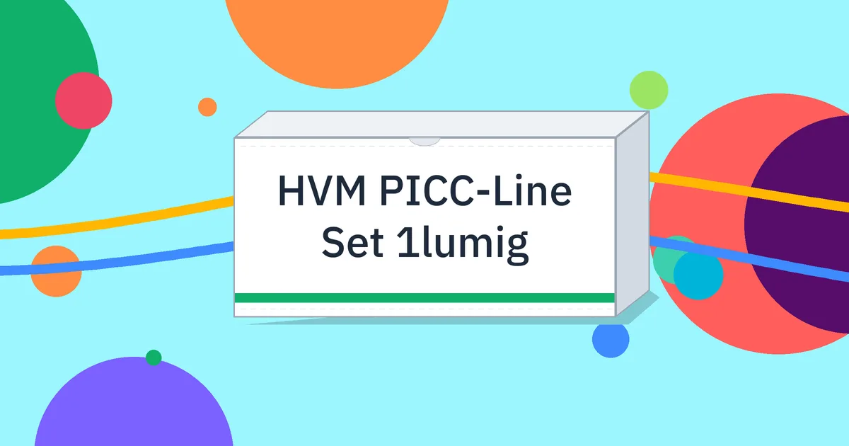 Symbolbild: Packung mit der Aufschrift HVM PICC-Line Set 1lumig (PZN 19105428) – Verfügbarkeit und Bezug in Apotheken in Frankfurt am Main