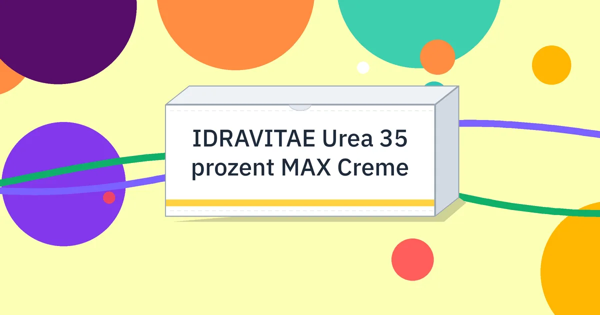Symbolbild: Packung mit der Aufschrift IDRAVITAE Urea 35 prozent MAX Creme (PZN 19162099) – Verfügbarkeit und Bezug in Apotheken in Frankfurt am Main