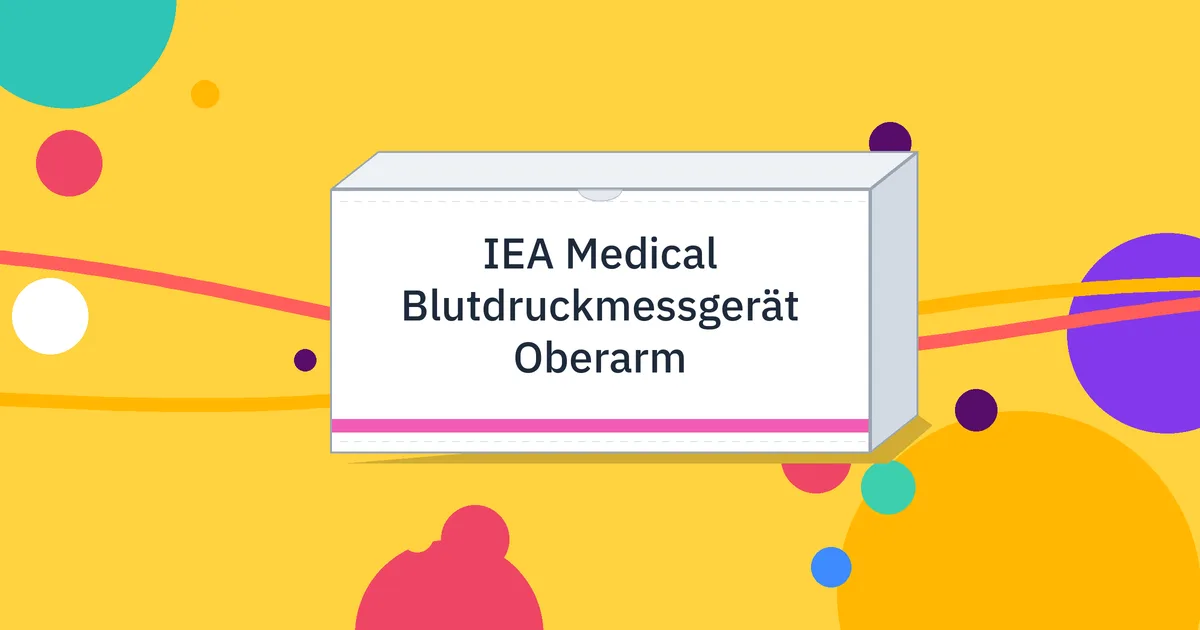 Symbolbild: Packung mit der Aufschrift IEA Medical Blutdruckmessgerät Oberarm (PZN 19462329) – Verfügbarkeit und Bezug in Apotheken in Frankfurt am Main