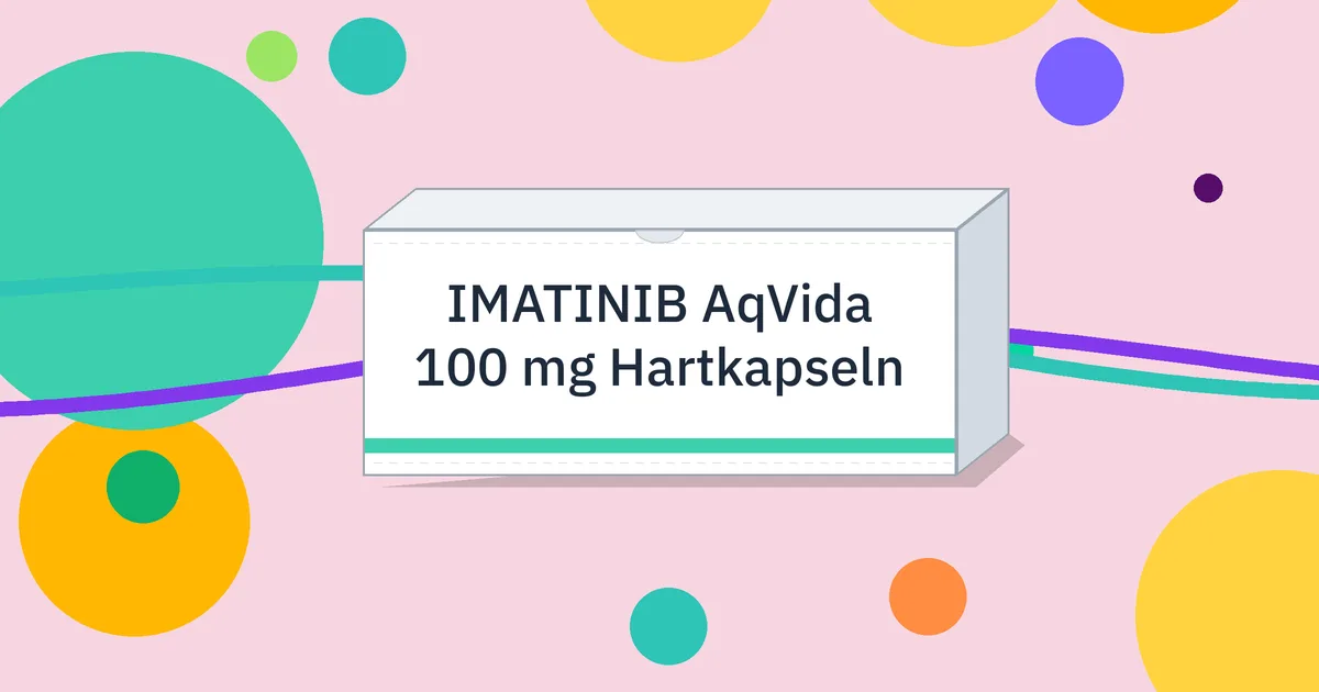 Symbolbild: Packung mit der Aufschrift IMATINIB AqVida 100 mg Hartkapseln (PZN 13153610) – Verfügbarkeit und Bezug in Apotheken in Frankfurt am Main