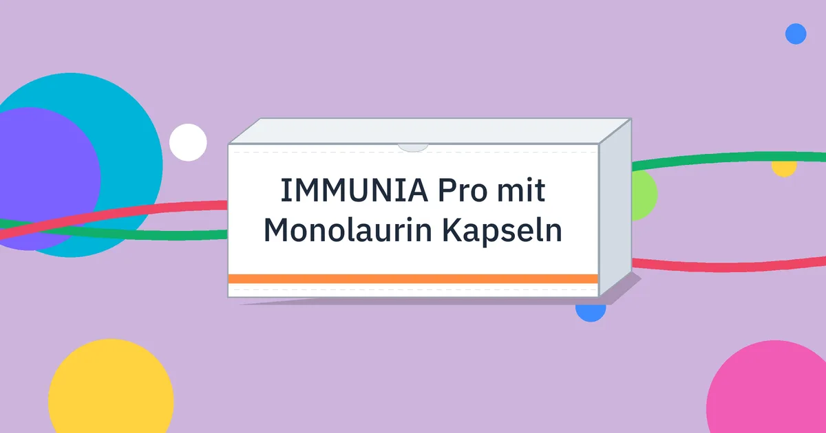 Symbolbild: Packung mit der Aufschrift IMMUNIA Pro mit Monolaurin Kapseln (PZN 18314791) – Verfügbarkeit und Bezug in Apotheken in Frankfurt am Main