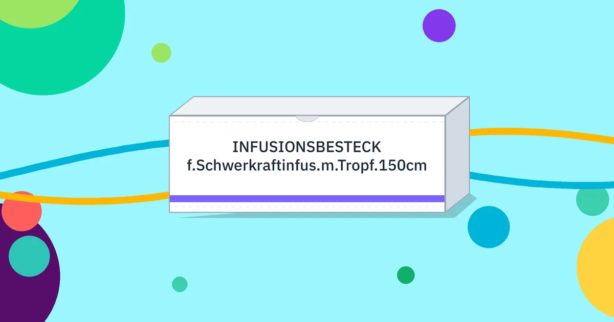 Symbolbild: Packung mit der Aufschrift INFUSIONSBESTECK f.Schwerkraftinfus.m.Tropf.150cm (PZN 16130325) – Verfügbarkeit und Bezug in Apotheken in Frankfurt am Main