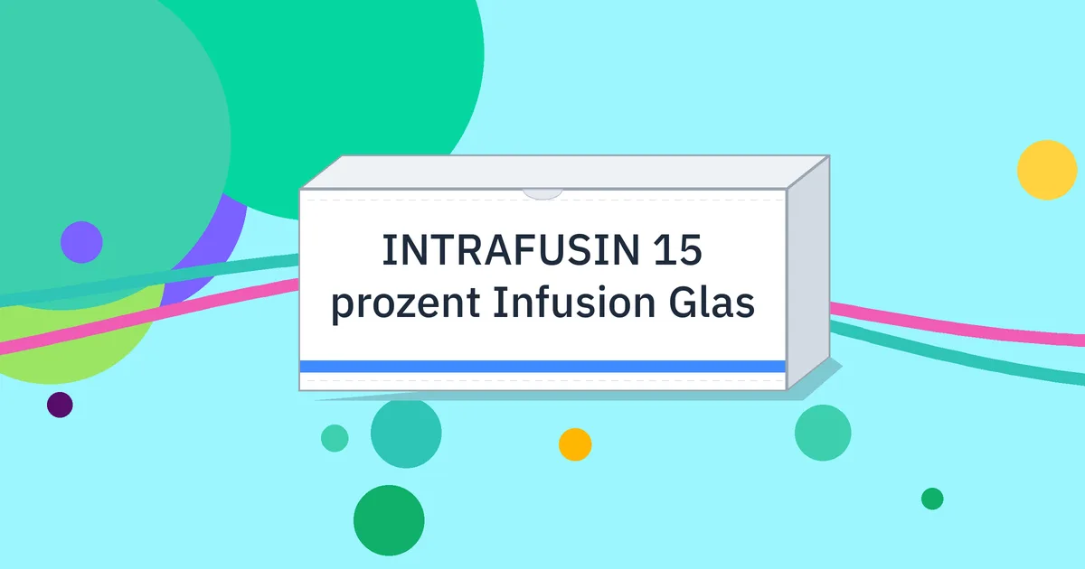 Symbolbild: Packung mit der Aufschrift INTRAFUSIN 15 prozent Infusion Glas (PZN 03986929) – Verfügbarkeit und Bezug in Apotheken in Frankfurt am Main