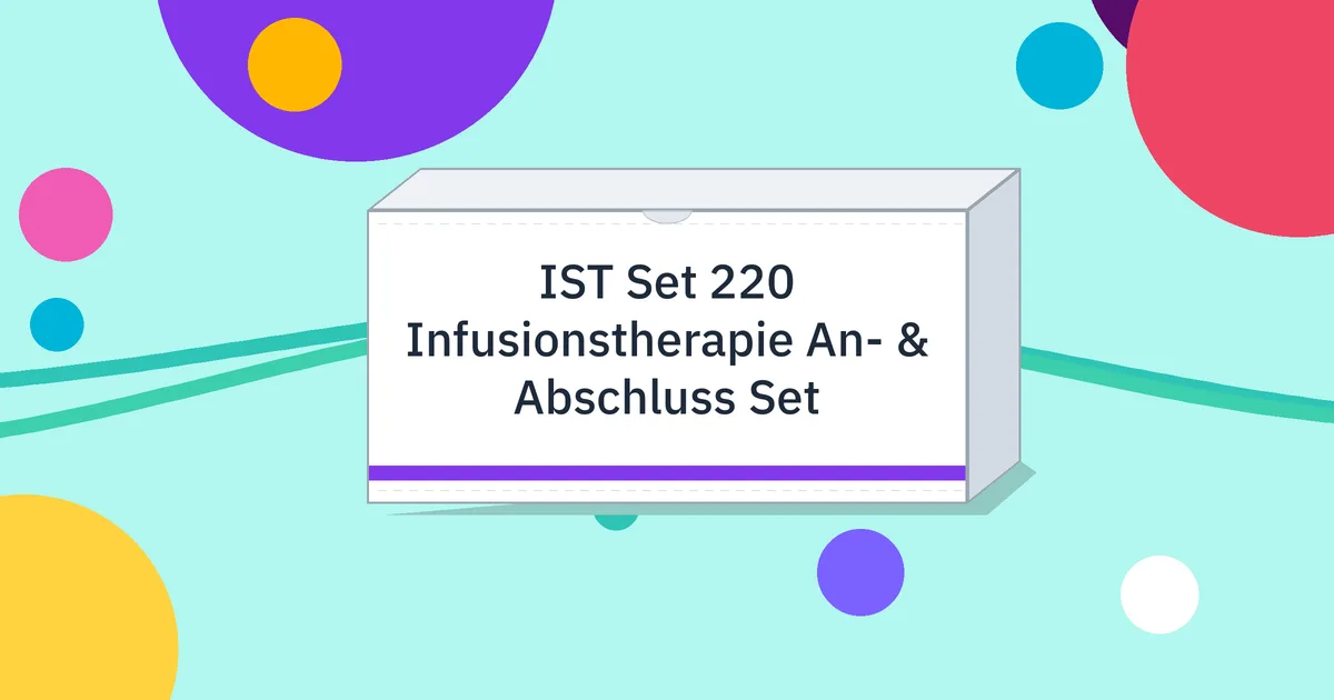 Symbolbild: Packung mit der Aufschrift IST Set 220 Infusionstherapie An- & Abschluss Set (PZN 18130476) – Verfügbarkeit und Bezug in Apotheken in Frankfurt am Main
