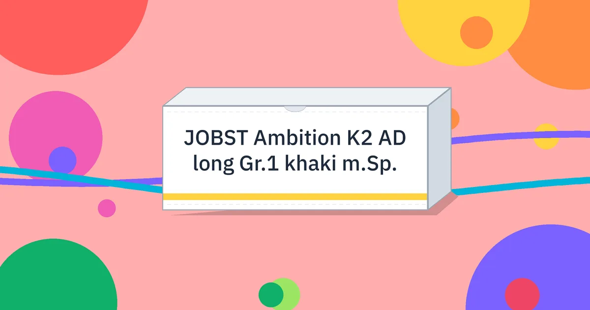Symbolbild: Packung mit der Aufschrift JOBST Ambition K2 AD long Gr.1 khaki m.Sp. (PZN 11020595) – Verfügbarkeit und Bezug in Apotheken in Frankfurt am Main