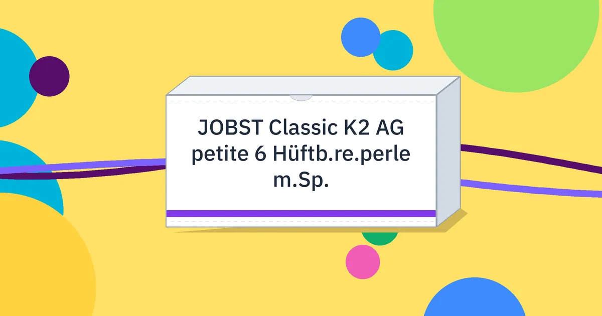 Symbolbild: Packung mit der Aufschrift JOBST Classic K2 AG petite 6 Hüftb.re.perle m.Sp. (PZN 13065395) – Verfügbarkeit und Bezug in Apotheken in Frankfurt am Main