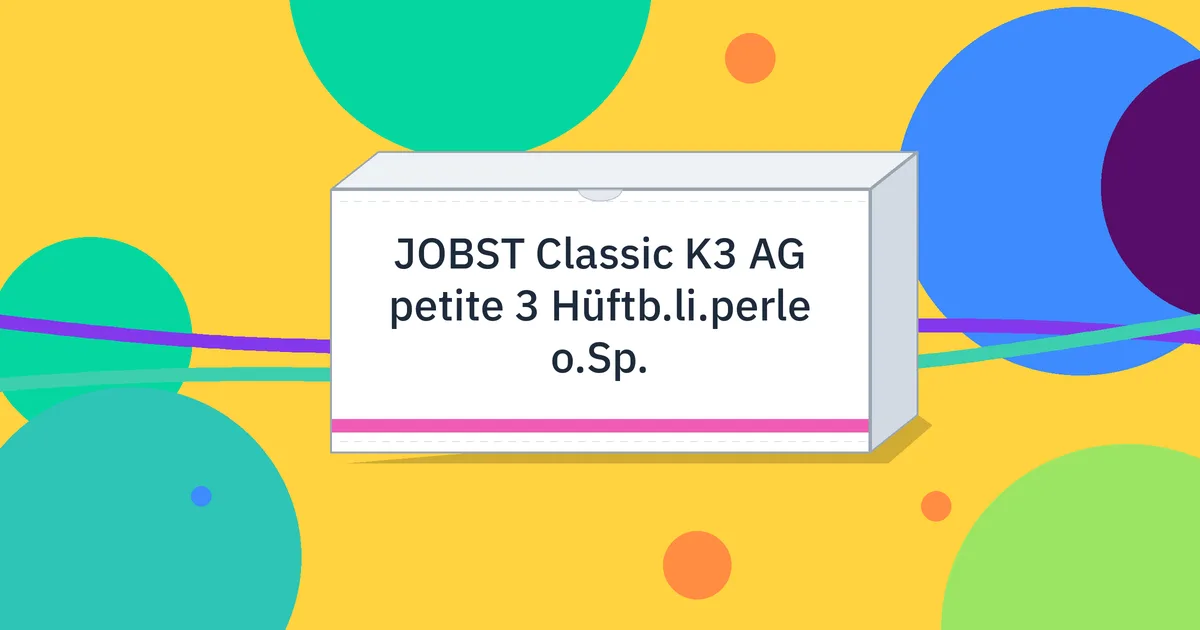 Symbolbild: Packung mit der Aufschrift JOBST Classic K3 AG petite 3 Hüftb.li.perle o.Sp. (PZN 13074342) – Verfügbarkeit und Bezug in Apotheken in Frankfurt am Main